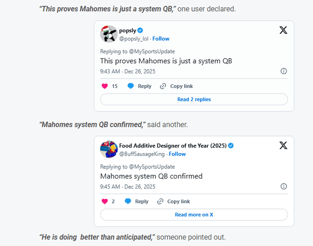 Fans Label Patrick Mahomes a “System QB” After Third-Stringer Chris ...